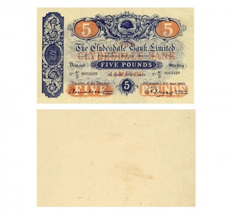 5 фунтов 1943 Шотландия, сувенирная копия, банкноты и купюры редкие коллекционные
