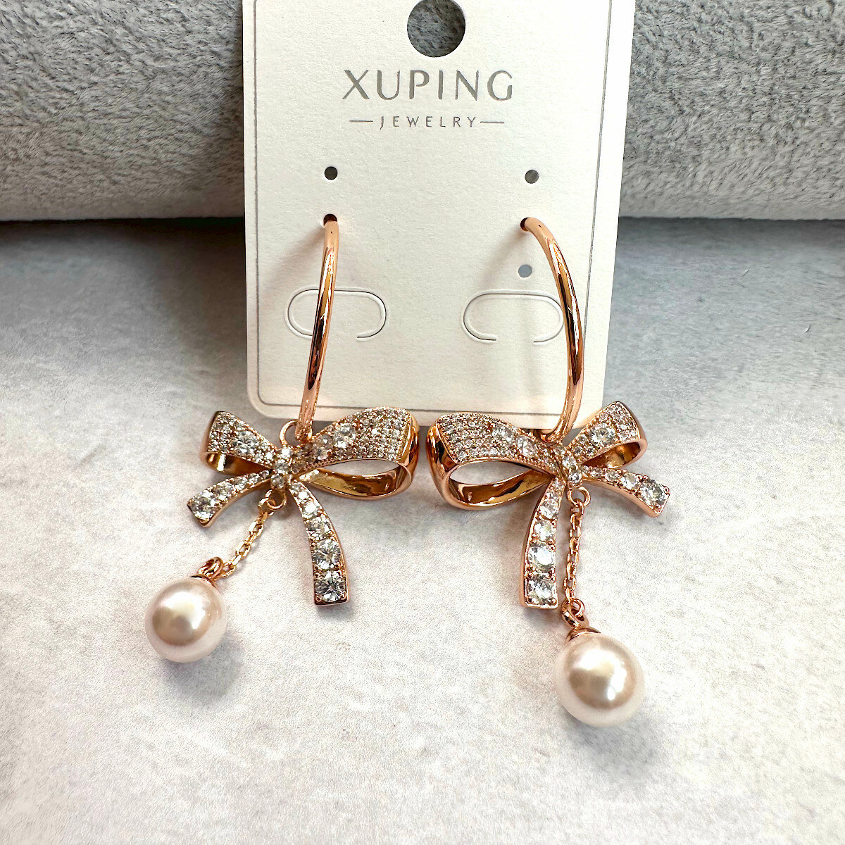 Серьги-трансформеры XUPING JEWELRY, фианит, жемчуг имитация