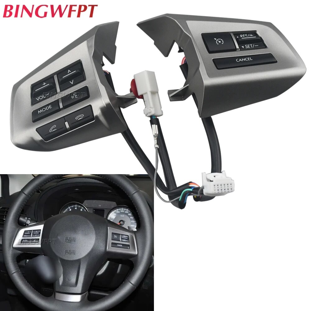 Кнопка на руле для Subaru XV Crosstrek Forest 2013-2014, кнопки Bluetooth-телефона, круиз-контроль, громкость silver gray