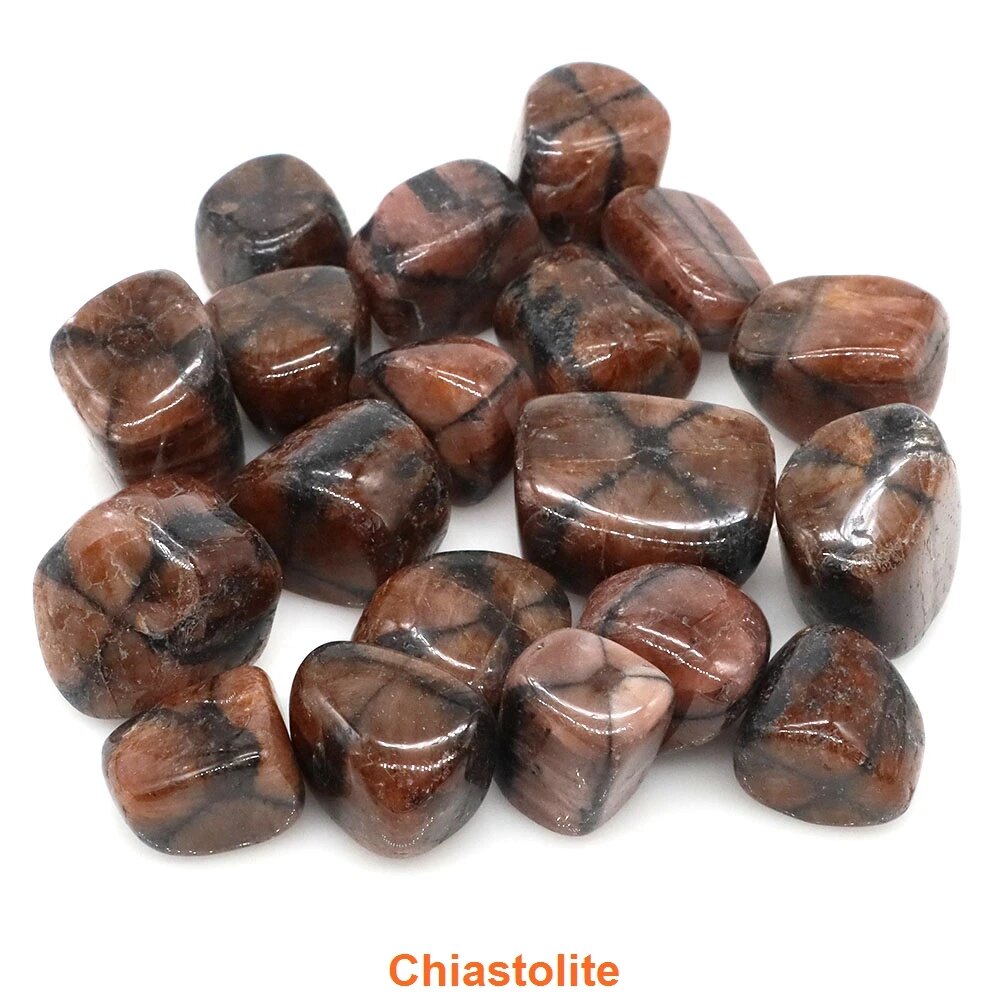 Чиастолит, коричневый, галтованный камень, 1PC