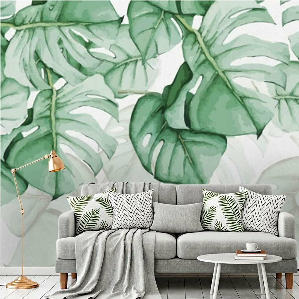 Фотообои Монстера фоновая 15-566-M 275 х 420 см (ВхШ) Бесшовные, флизелиновые, влагостойкие обои MasterFresok