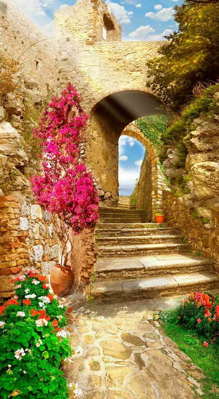 Фотообои Лестница к морю 5-046-S 265 х 150 см (ВхШ) Бесшовные, флизелиновые, влагостойкие обои MasterFresok