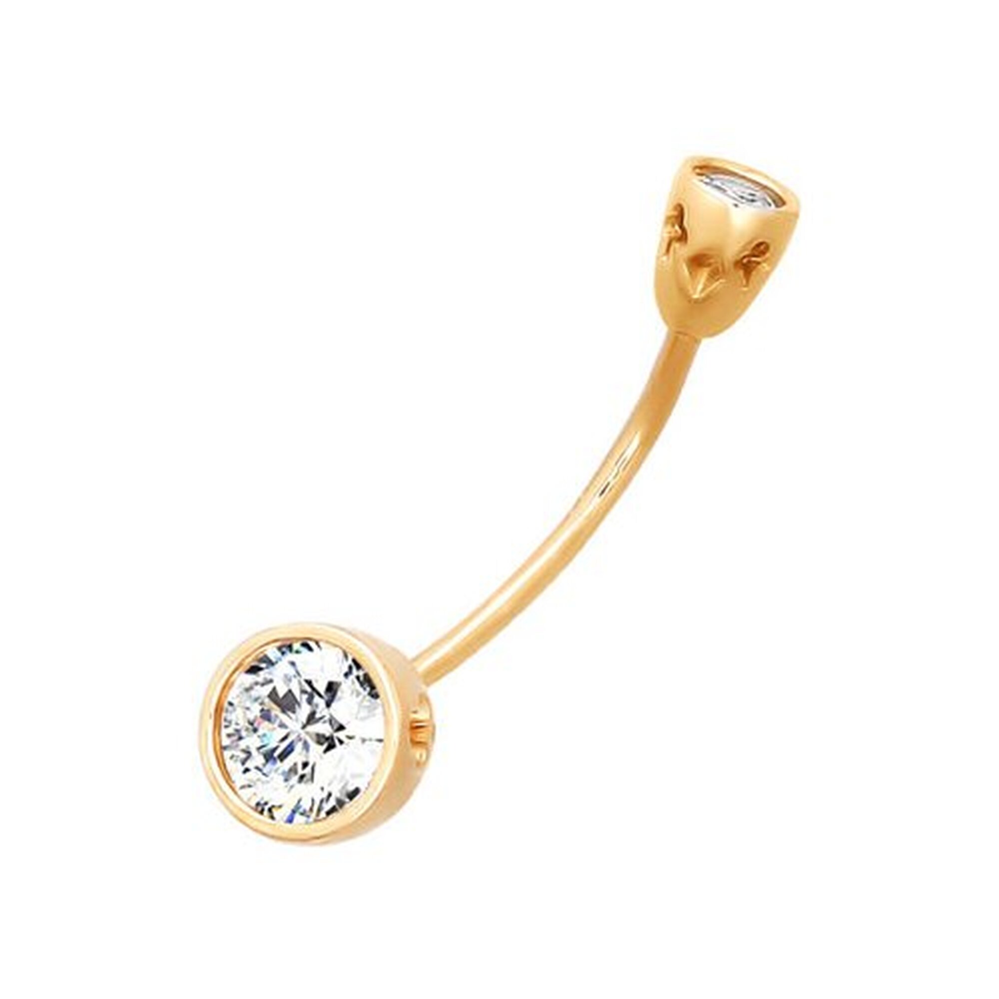Пирсинг в пупок, красное золото, 585 проба, фианит