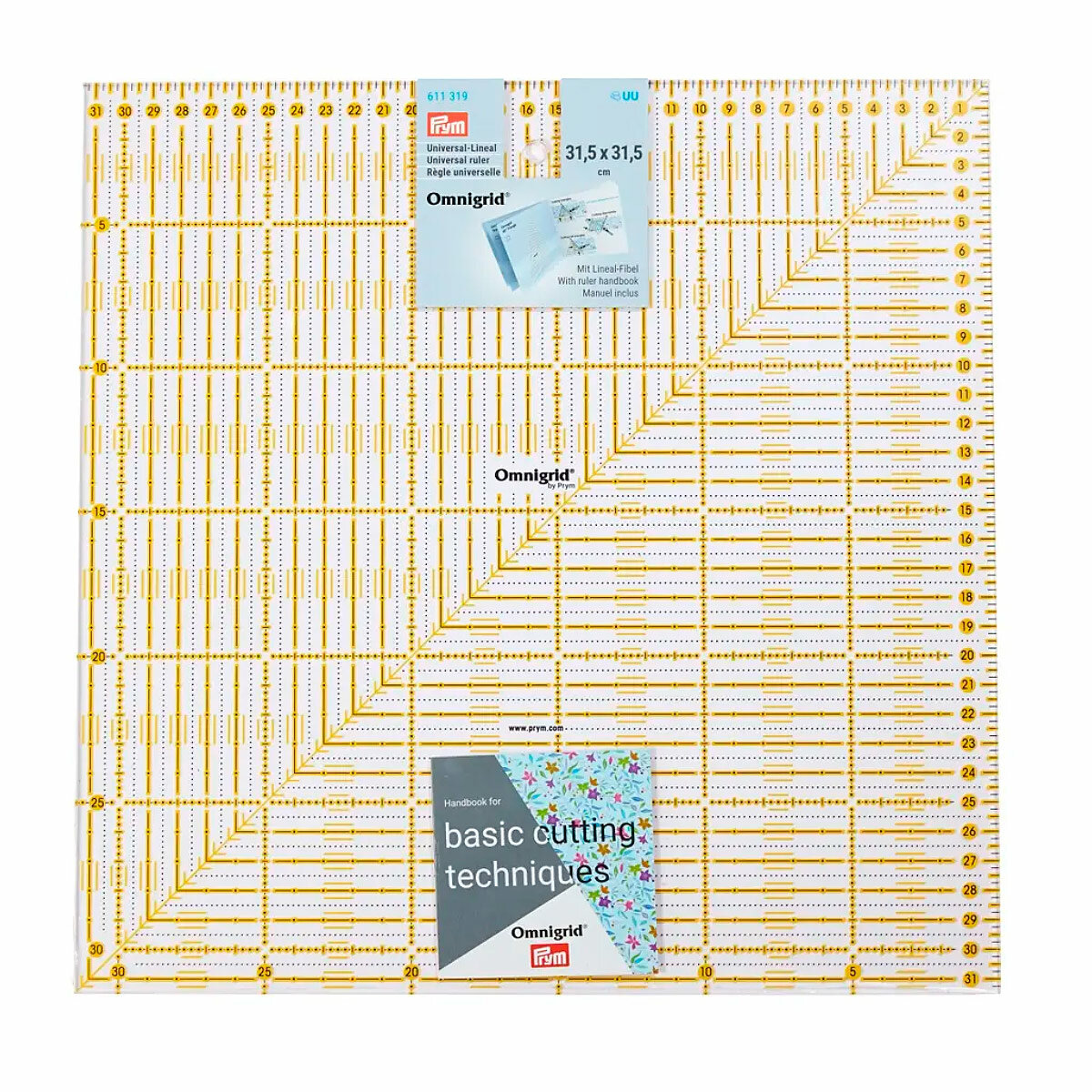 Серия "Omnigrid" - Универсальная линейка 31,31,5см с угловой разметкой 45°, пластик, Prym, 611319