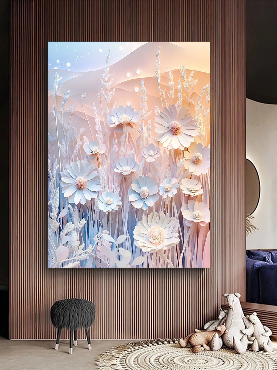 Картина 3Д на стену / природа, горы, солнце, лес, 40х60 см, киригами