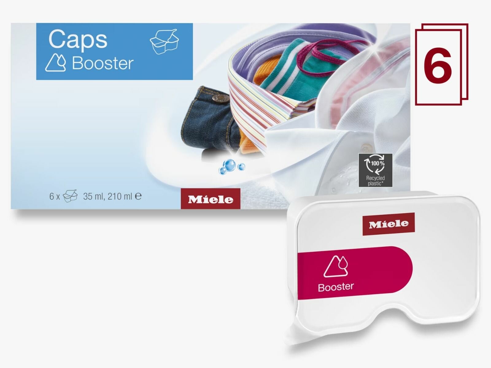 MIELE Booster Caps. Средство для удаления пятен/пятновыводитель (6 капсул х 35 мл) 210 мл (Германия)