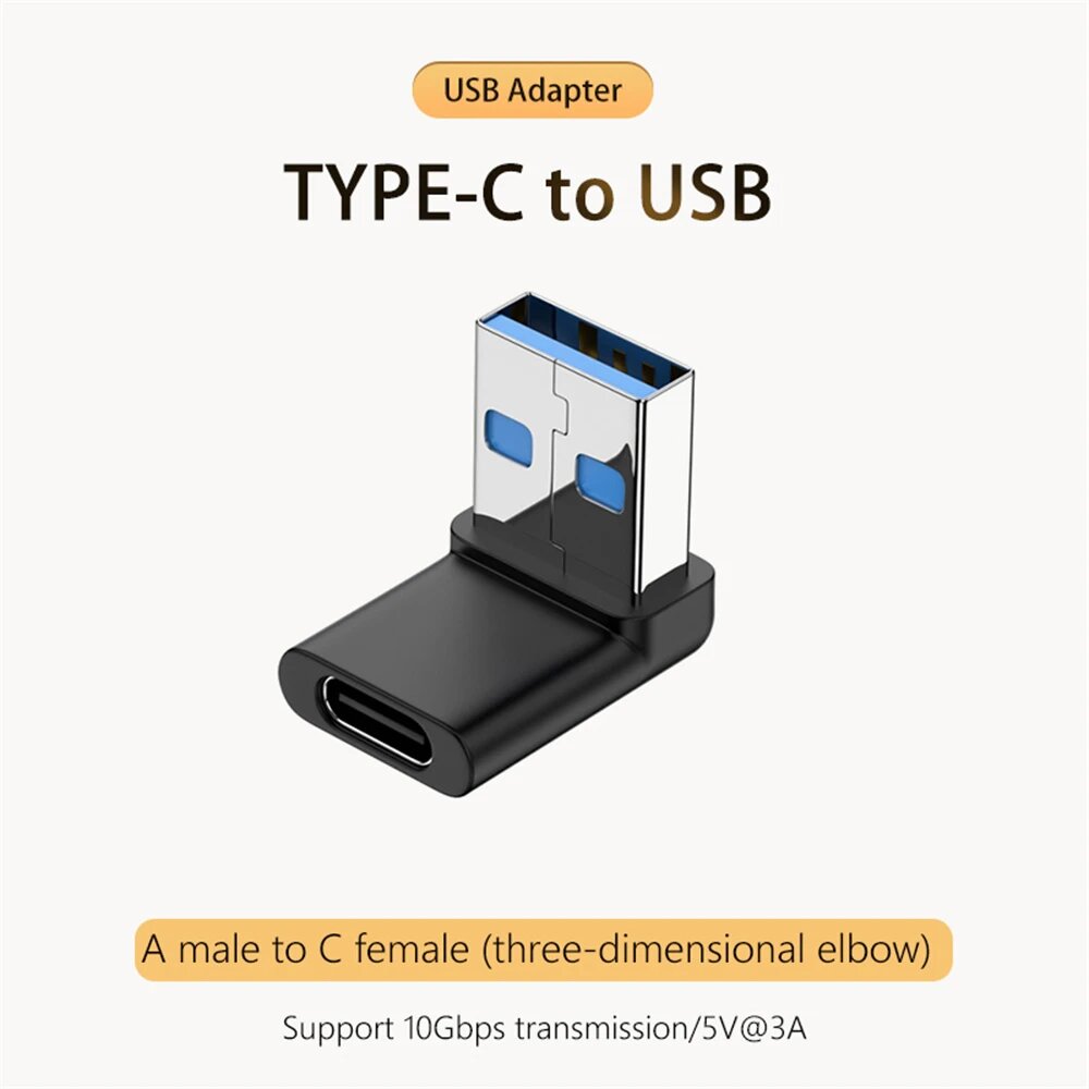Угловой адаптер 90/180 градусов C USB C OTG в USB-конвертер U-образный разъем USB-C 3.0 для 1
