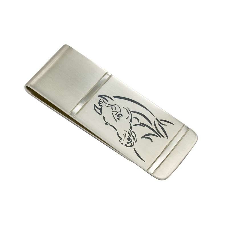 Серебряный зажим для купюр Год Лошади (Подарок на Год Лошади)