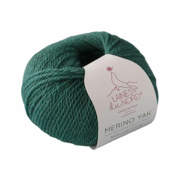 Пряжа Laines du Nord Merino Yak 22 малахит (50г/115м, упаковка 10 мотков)