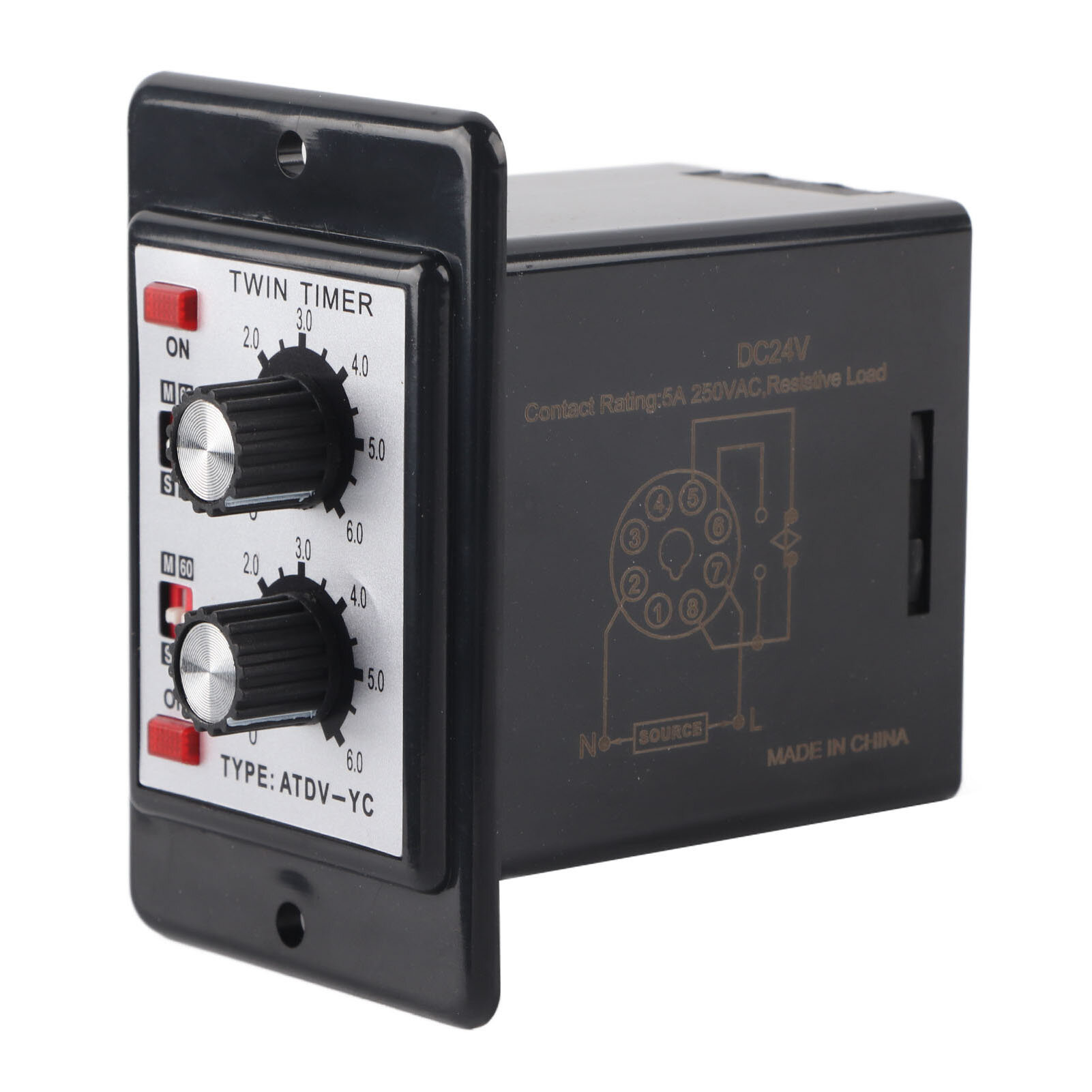 Релейный переключатель с двумя кнопками управления таймером включения/выключения ATDV-YC 6S-60M (DC 24V)