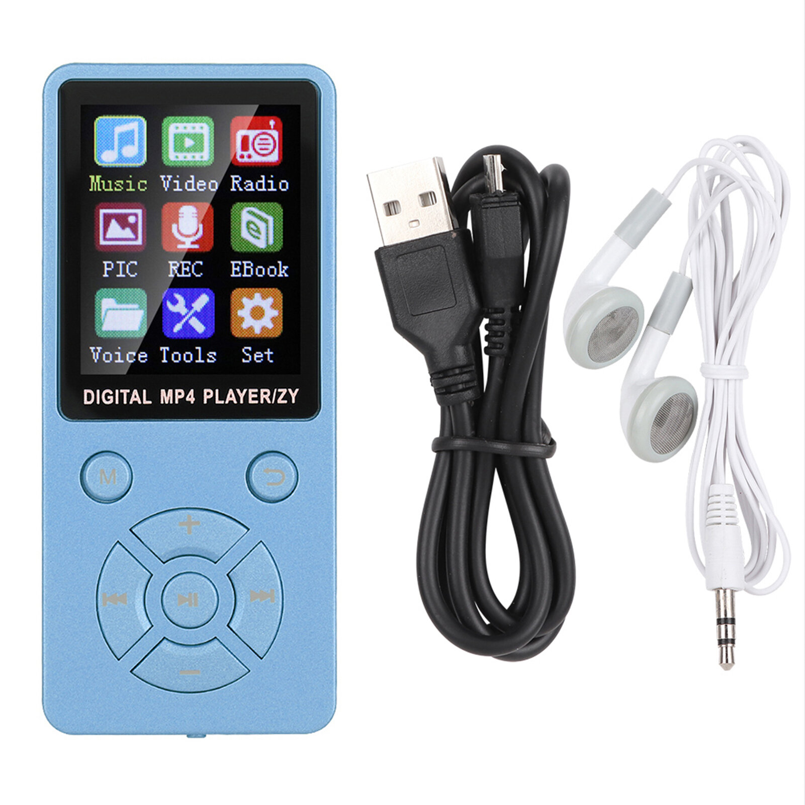 MP3-плеер Bluetooth 32 ГБ с 8 кнопками диаграмм, музыкальный плеер T1 с большим объемом памяти, портативный синий музыкальный плеер для детей и взрослых