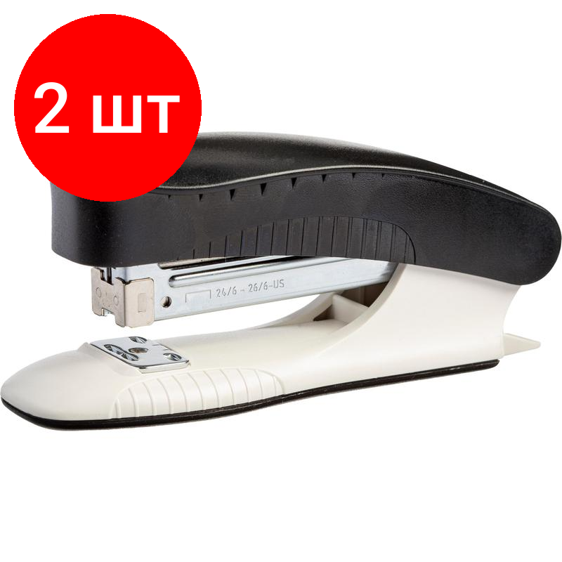 Комплект 2 штук, Степлер Комус PSBK2425 (№24/6-26/6) до 25 лист, пластик, чёрный