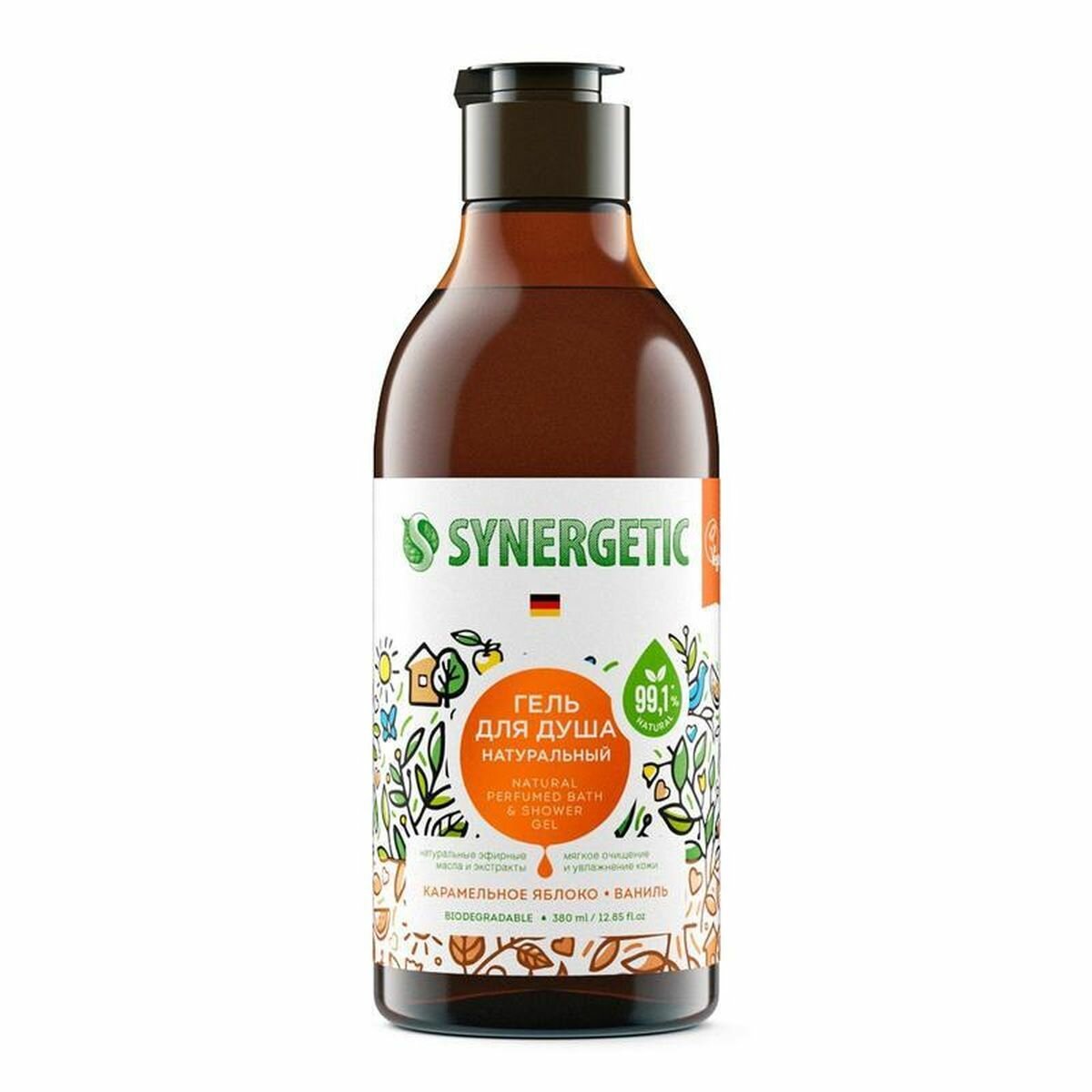 Гель для душа Synergetic Карамельное яблоко и ваниль, 380мл, 12шт.