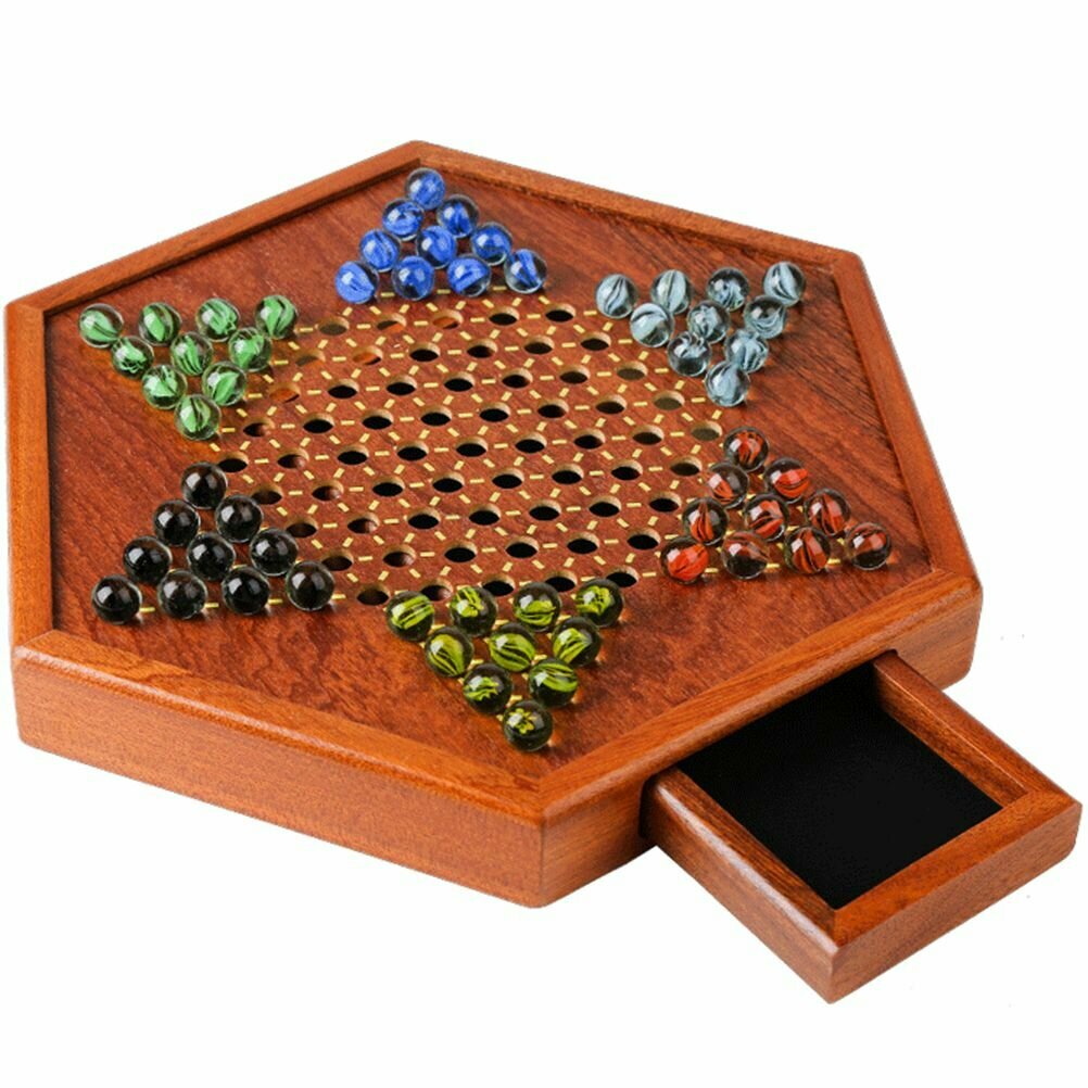 Портативная игра "Китайские шашки" с деревянными шариками