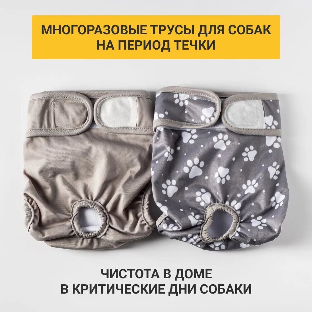 Многоразовый подгузник для собак во время течки. Трусы для собак многоразовые 2 шт. Размер М