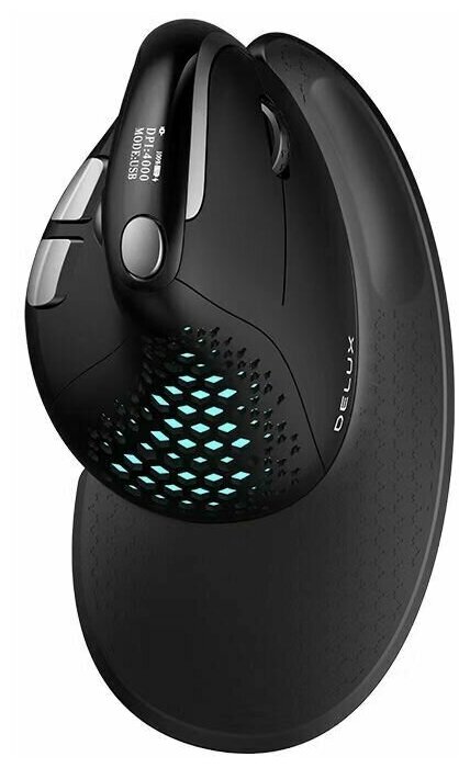 Беспроводная игровая мышь DELUX SEEKER M618XSD с OLED-дисплеем, чернаяL1205