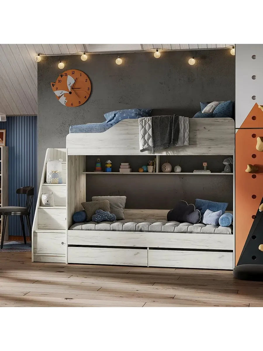 Двухъярусная детская кровать "Гранд", цвет дуб крафт белый, 226x161x84 см