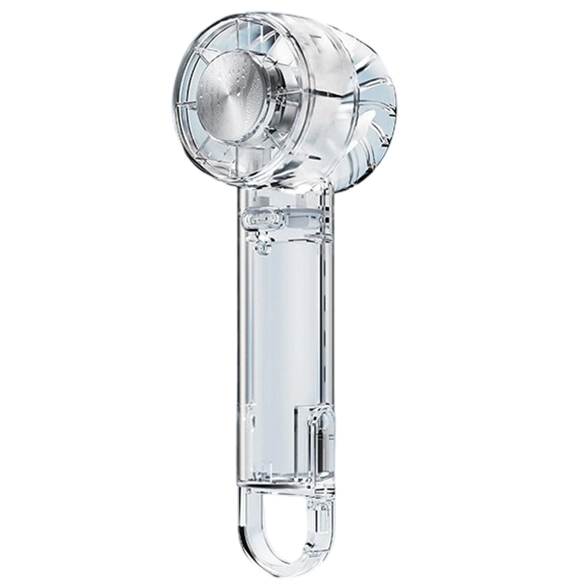 Прозрачный ручной вентилятор со льдом и выдвижным крючком - 3 скорости, перезаряжаемый мини-вентилятор Type-C для спортзала, офиса, путешествий, улицы - Кристально чистый дизайн