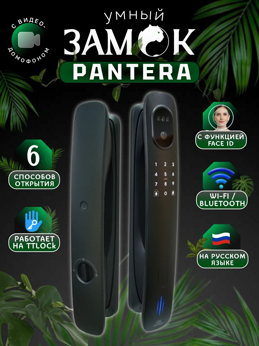 Биометрический Электронный замок с Face ID, TTLOCK WIFI, PANTERA