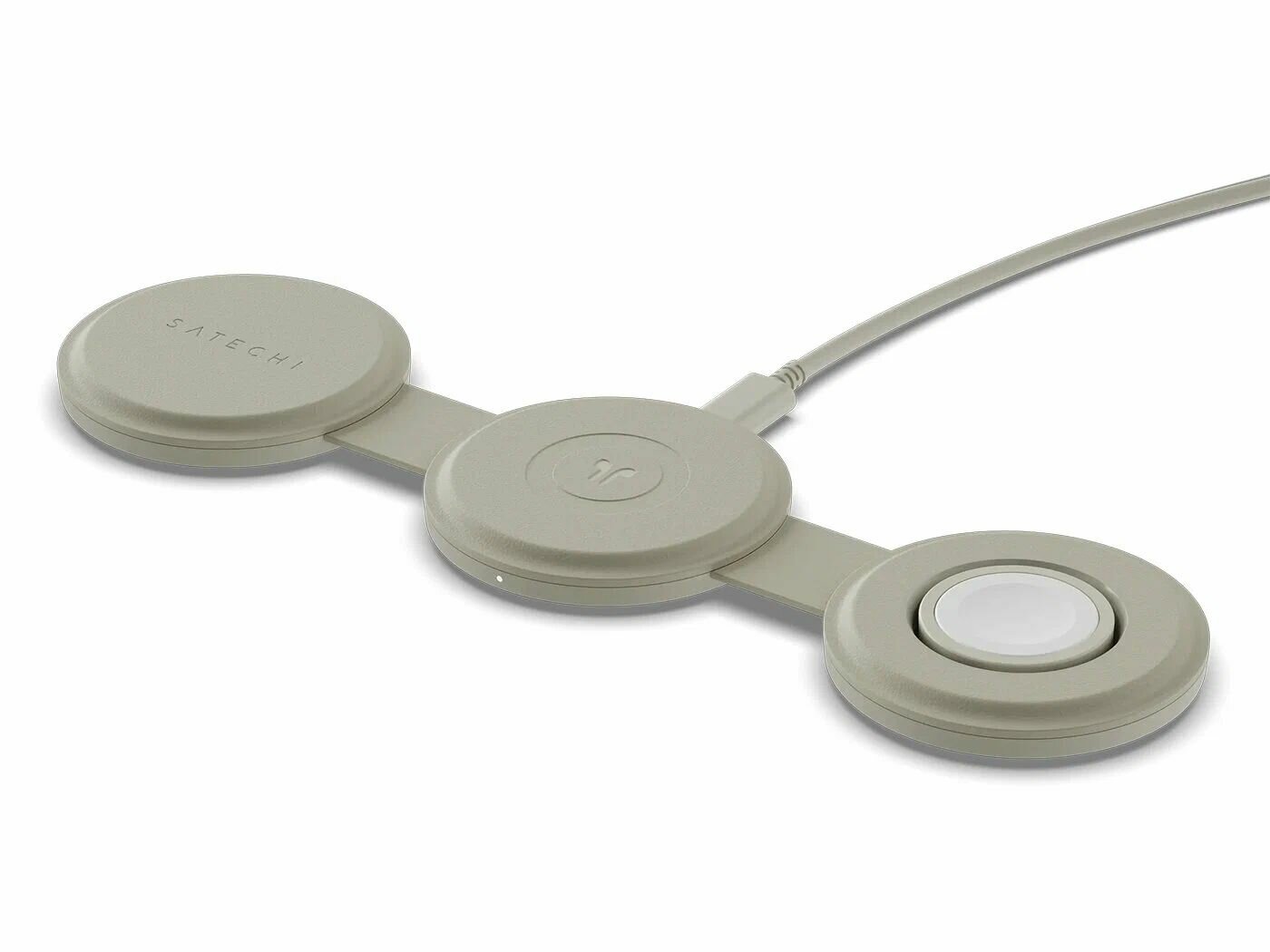 Переносное зарядное устройство Satechi Qi2 OntheGo 3-in-1 Wireless Charger. Цвет: песочный.