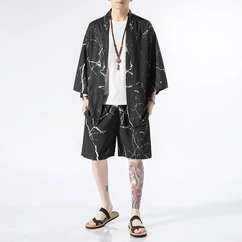 Мужское кимоно из полиэстера Черный, M, Black A