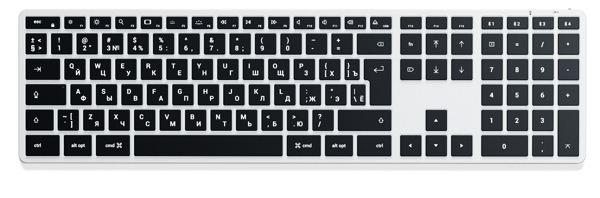 Клавиатура Satechi Slim X3 Bluetooth Backlit Keyboard с русской раскладкой Silver