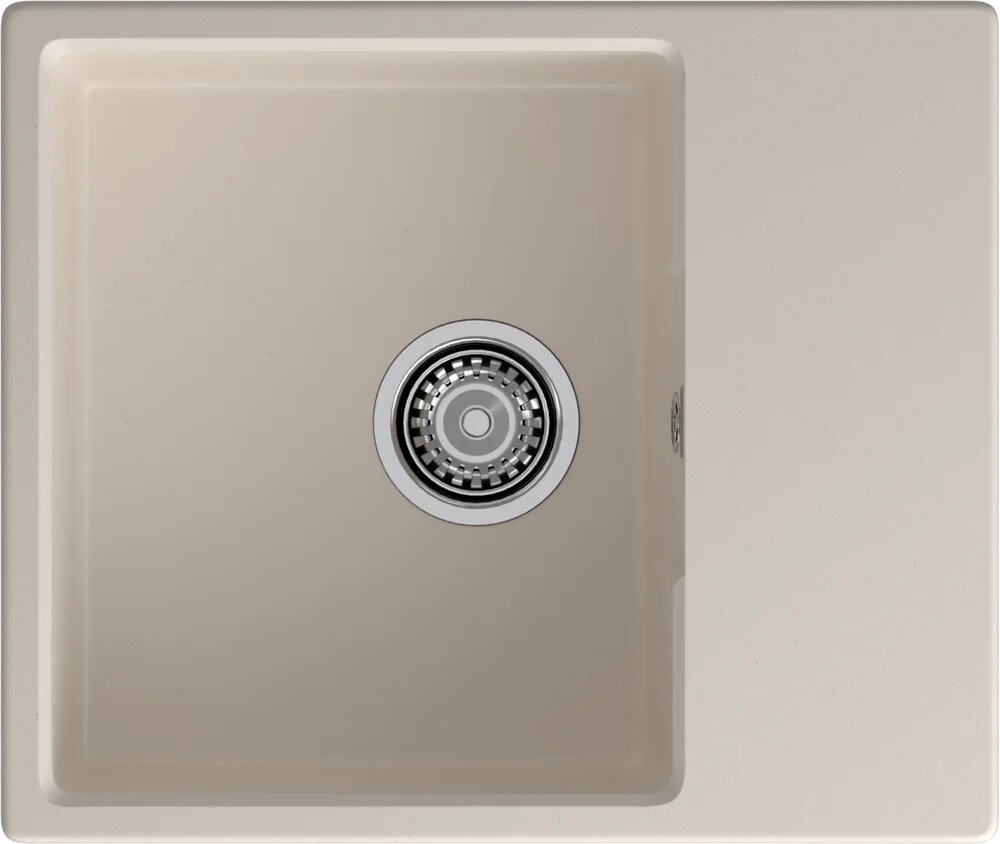 Мойка кухонная GranFest Urban 658L прямоугольная, 58x49, с крылом, кварцевая, матовая, белая