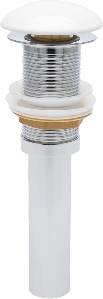 Донный клапан для раковины AQUAme AQM7002-0W без перелива, белый, глянцевый, с системой клик-клак, латунный