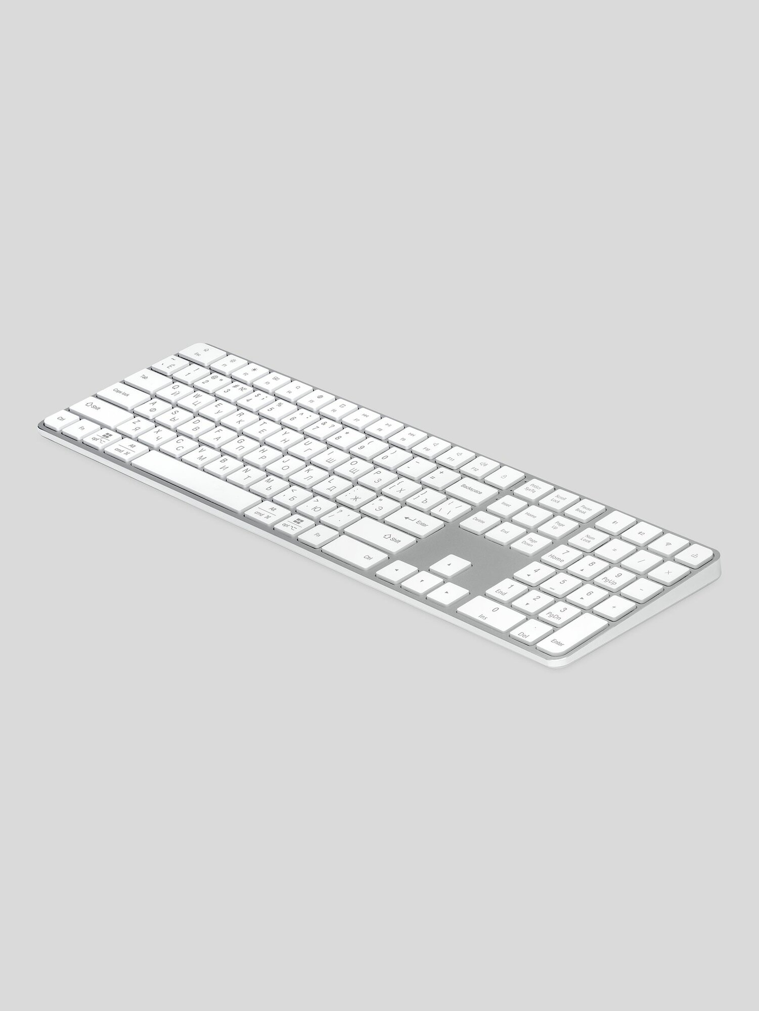 Клавиатура беспроводная c цифровым блоком Alum Max Keyboard MAC, Windows, алюминий, белый, 71112, Deppa