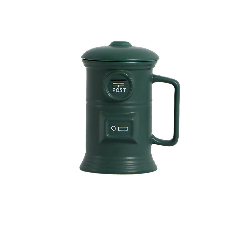 Керамическая зелёная кружка в форме почтового ящика — объём 350 мл, винтажная кофейная чашка в форме почтового ящика, 8,2 x 9,5 см — забавный подарок для любителей почты и офисного декора