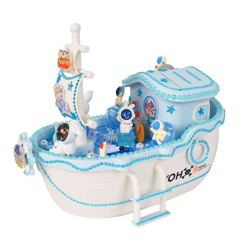 Набор для самостоятельной сборки копилки в виде пиратского корабля для детей – космическая игрушка-копилка с декоративными аксессуарами, подарок из ПВХ, 27,5 x 18 x 23 см
