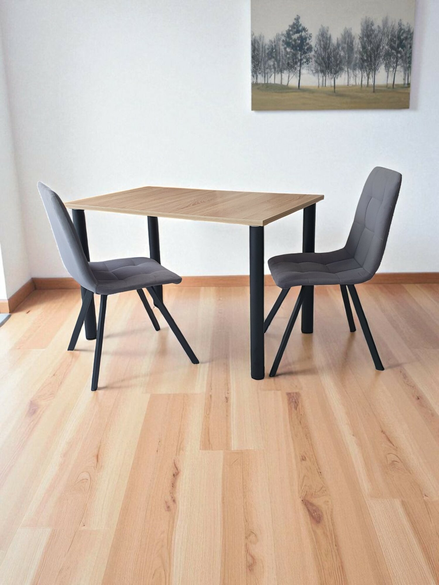 Стол обеденный/ цвет Дуб Сонома, 110*70*75 см. Ножки черные.