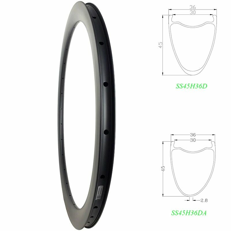 Speedsafe 700c 45 мм асимметричный дисковый карбоновый колесо Clincher Tubeless, 24H 12K matte