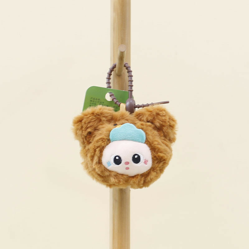 Fluffy rabbit plush figurine keychain for childrens decor