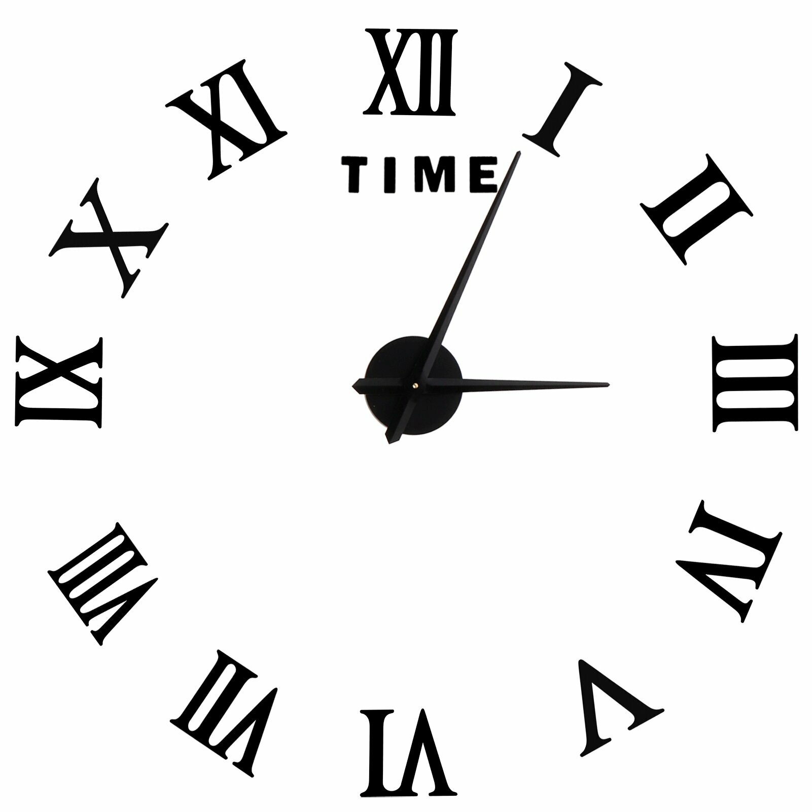 Настенные часы DIY с римскими цифрами и зеркальной поверхностью, стильный бескаркасный декор для гостиной и дома в черном цвете