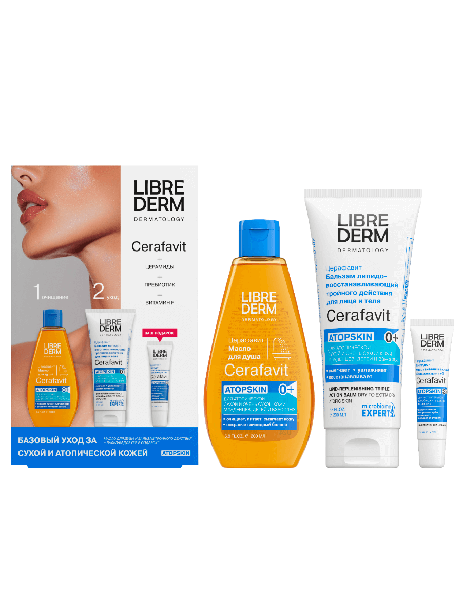 Набор CERAFAVIT Базовый уход с церамидами, пребиотиком и витамином F, LIBREDERM