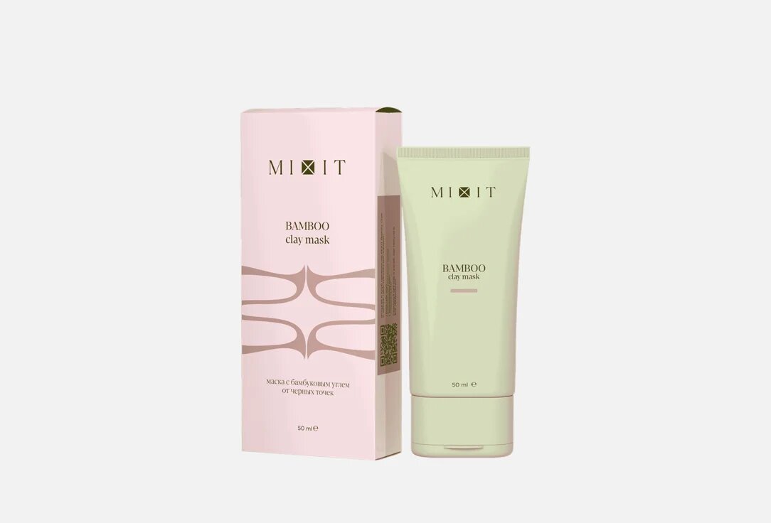 Маска c для лица против черных точек MIXIT Bamboo, отшелушивание, матирование, 50 мл