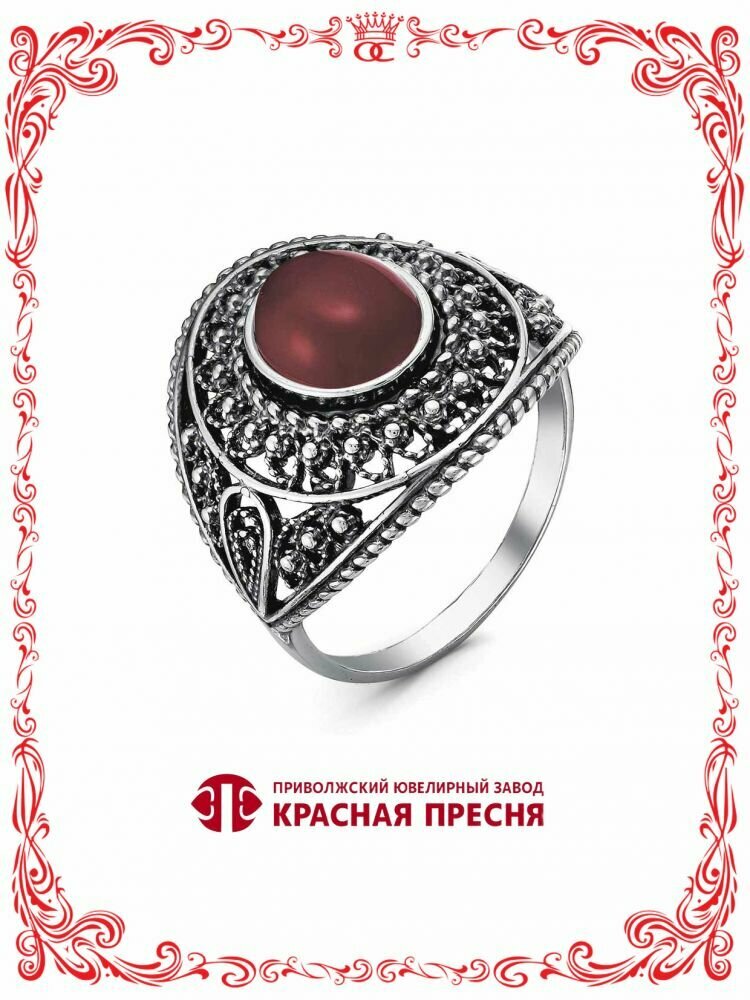 Кольцо, серебро, 925 проба, оксидирование
