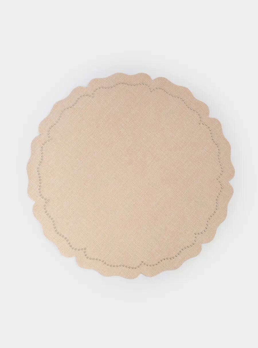 Салфетка под приборы, 38 см, полиэстер/металл, фигурная, молочная, Цветок