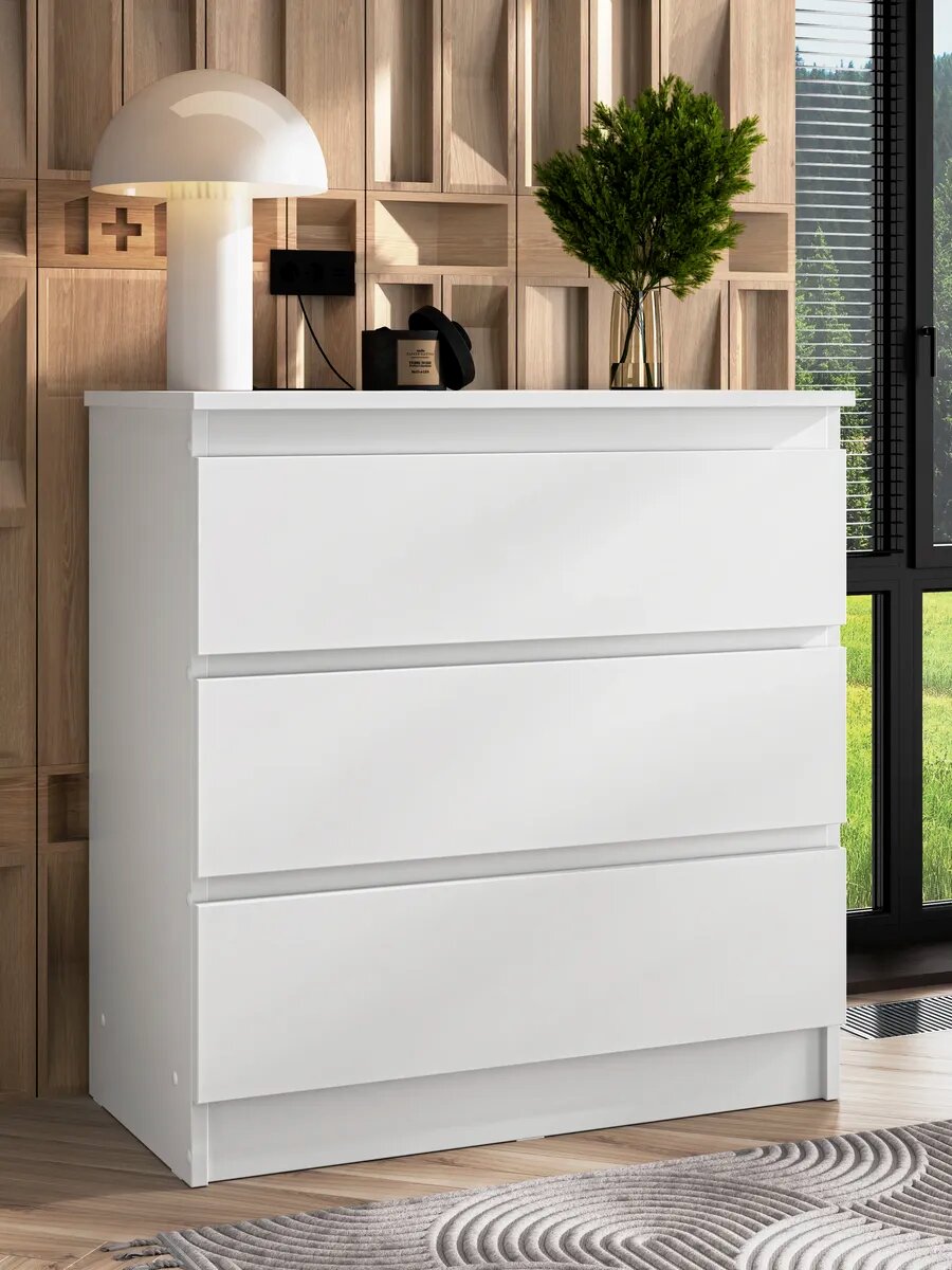 Комод с 3 глубокими ящиками белый