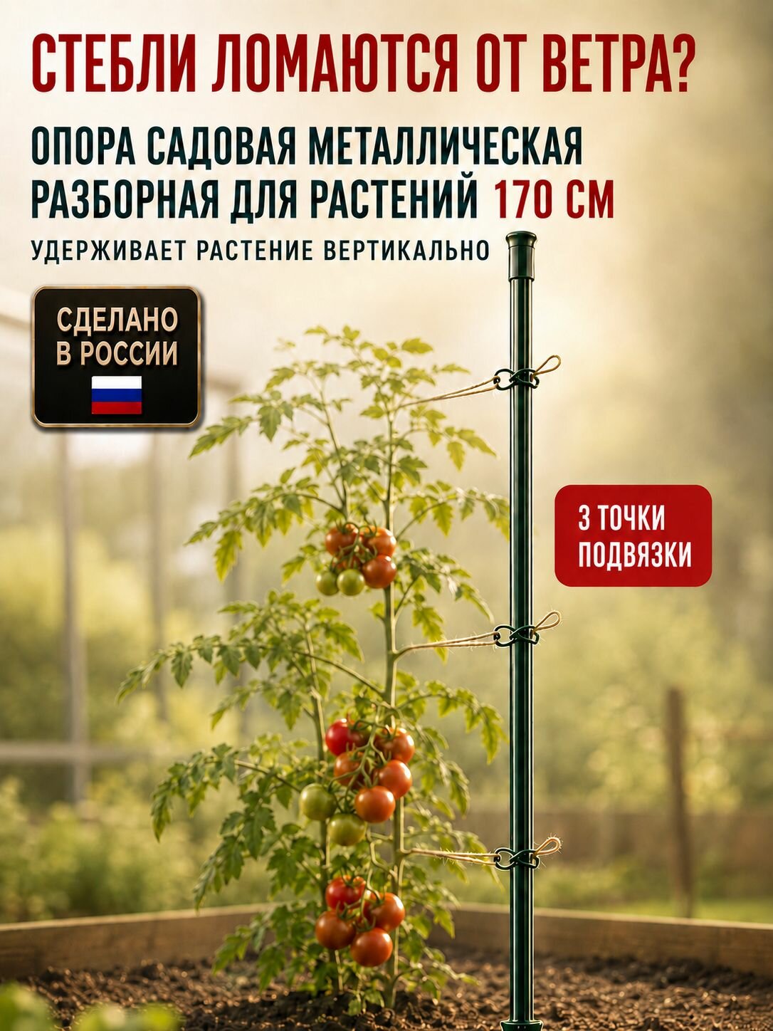 Опора садовая металлическая разборная для растений 170 см