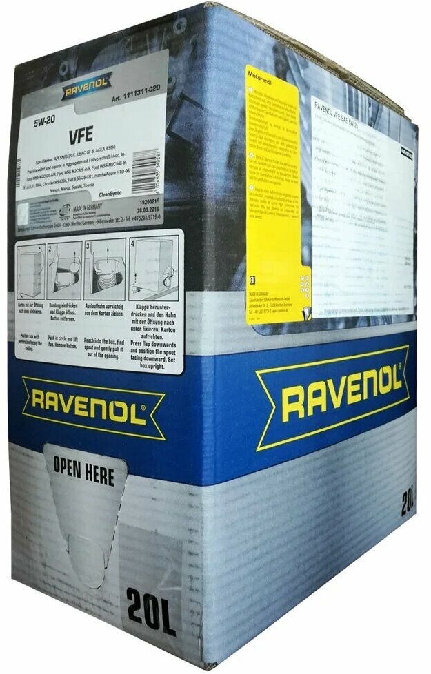 Моторное масло RAVENOL VFE SAE 5W-20 ( 20л) ecobox