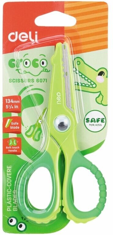 Ножницы Deli E6071 Croco детские 134мм сталь ассорти блистер
