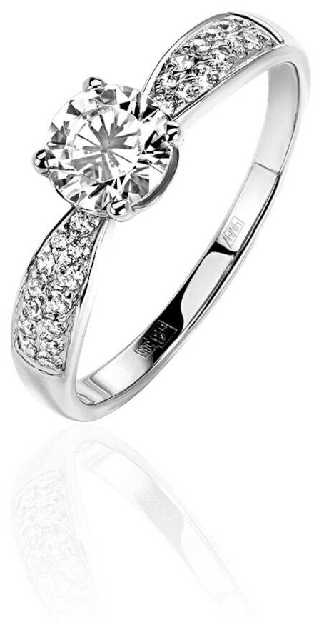 Кольцо помолвочное, белое золото, 585 проба, фианит