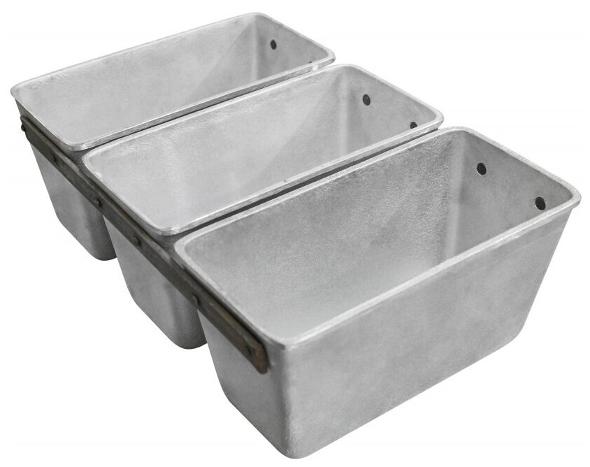 Форма для выпечки хлеба прямоугольная №10 3Л 21,5х10,5х10,5см 3-х секционная литой алюминий