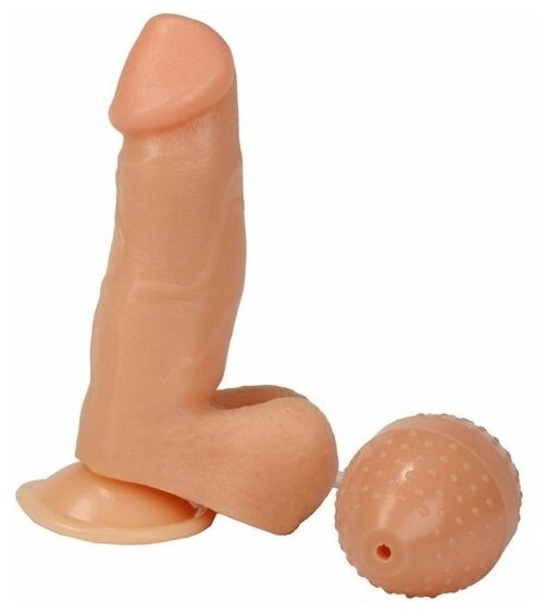 Реалистичный фаллоимитатор на присоске с грушей - 15,5 см.