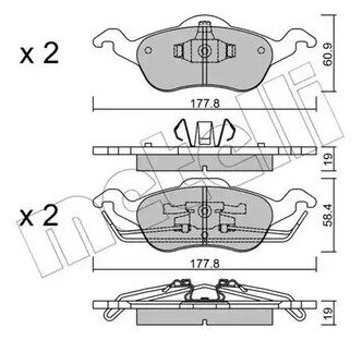 Колодки дисковые передние! Ford Focus 1.4i-2.0i/1.8TDi 98> Metelli арт. 2202910