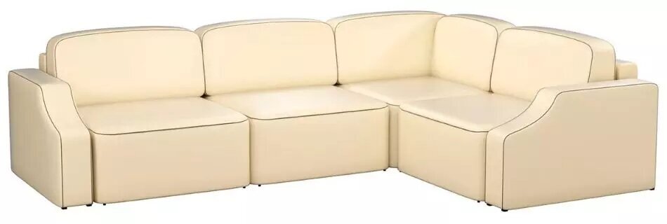 Угловой диван Триумф Лонг Бежевый Экокожа, еврокнижка, 320х220х68 см, с ящиком для белья