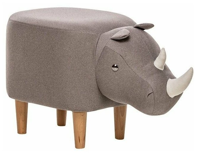 Пуфик в прихожую Rhino Combi, ткань Milos 16/Milos 02, пуф в детскую Носорог, пуф-животное