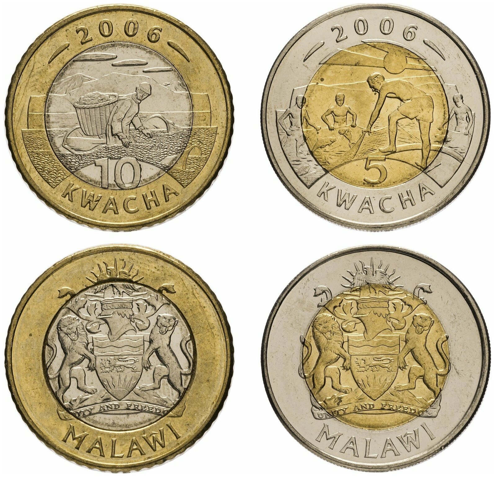 Малави набор монет 2006 2 штуки, Биметалл, в сохранности AU-UNC
